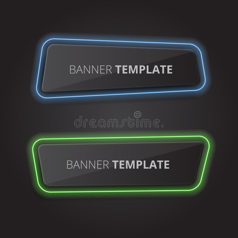 Set of Geometric Neon Banners Stock Vector - Illustration of banners ...