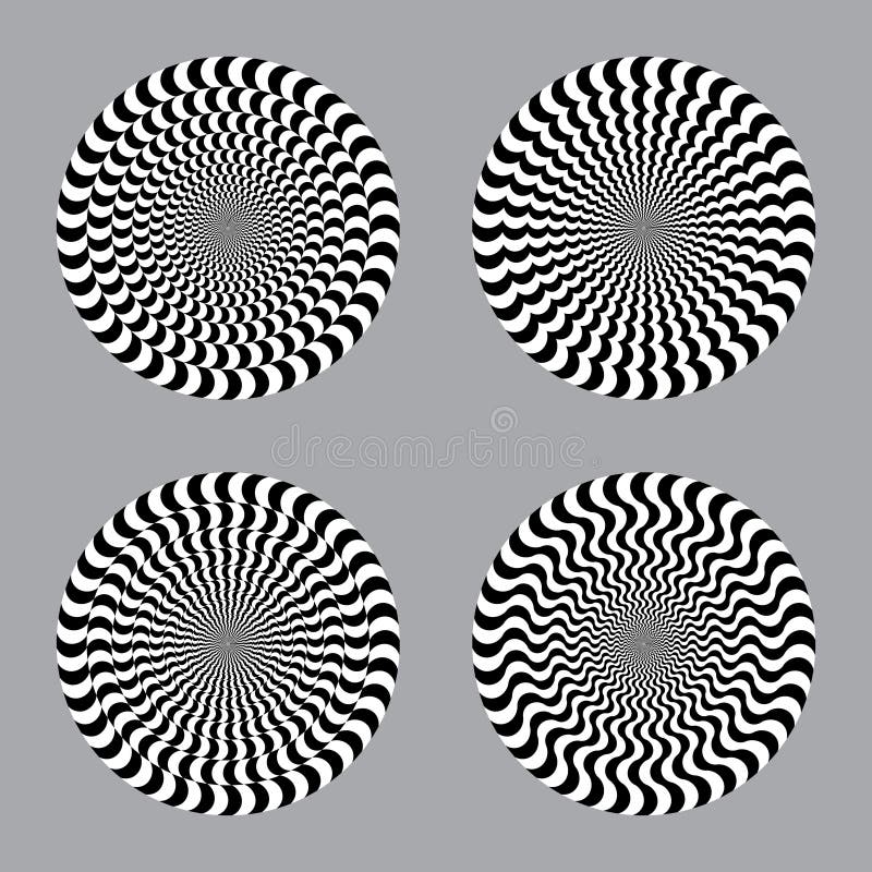 Geometric Optical Illusion Black And White Seamless Pattern Stock
