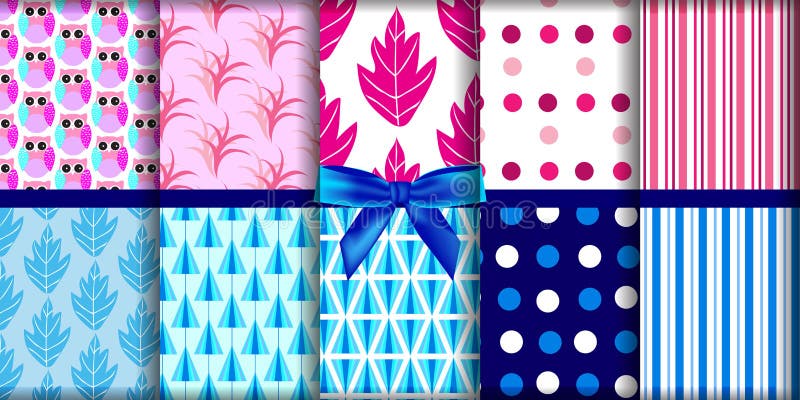 Set Cute Geometric Patterns Stock Vector - Illustration of print ...