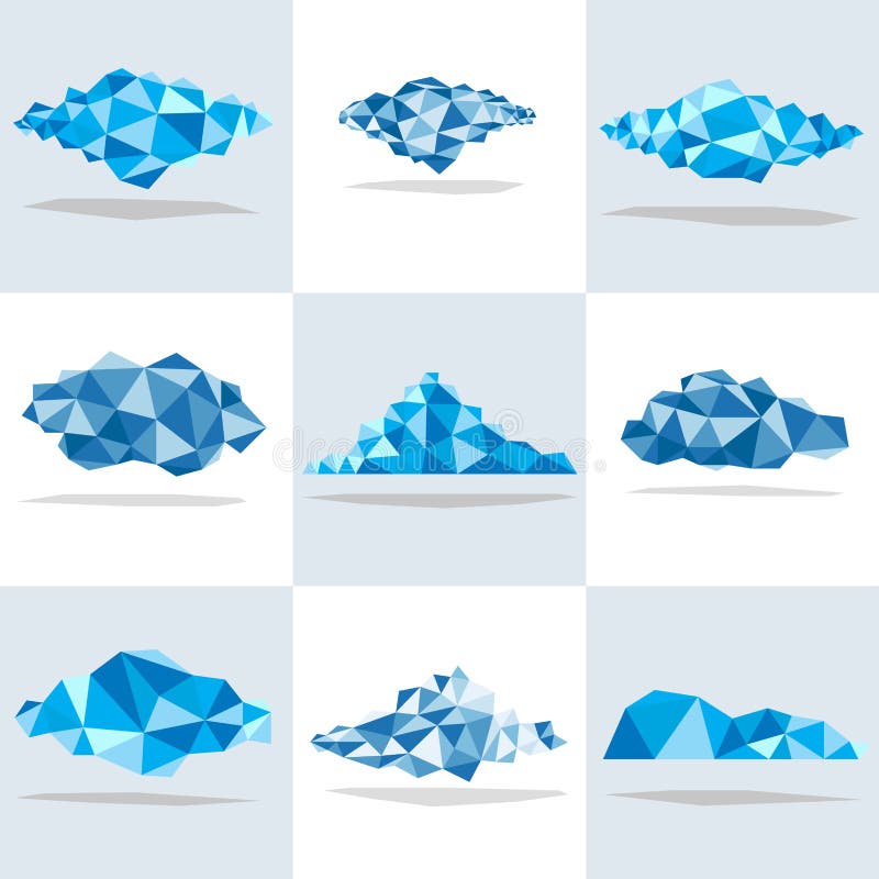 Set with Geometric Polygonal Clouds. Stock Vector - Illustration of ...
