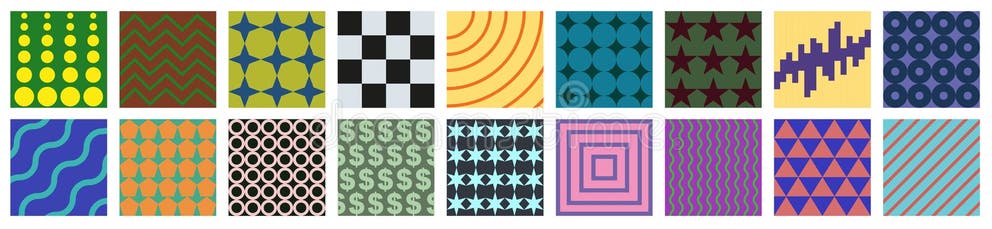 Set of Geometric Posters. Simple Shape and Patterns in Colorful Tones ...