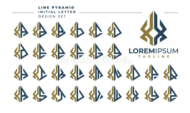 Set of Geometric Pyramid Letter X XX Logo Design Stock Vector ...