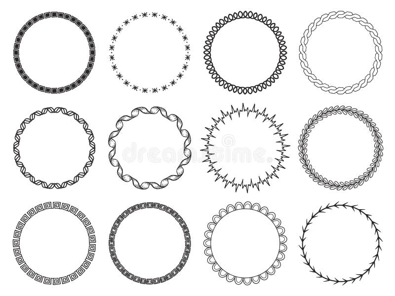 Set of Geometric Round Frames. Hand Drawn Objects Stock Vector ...