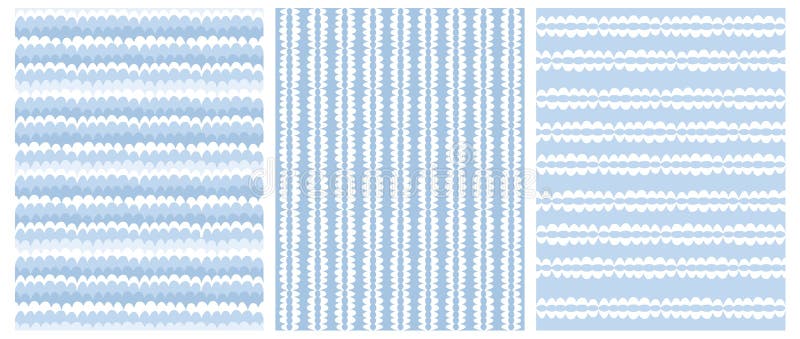 Set of 3 Geometric Seamless Irregular Vector Patterns with Hand Drawn ...