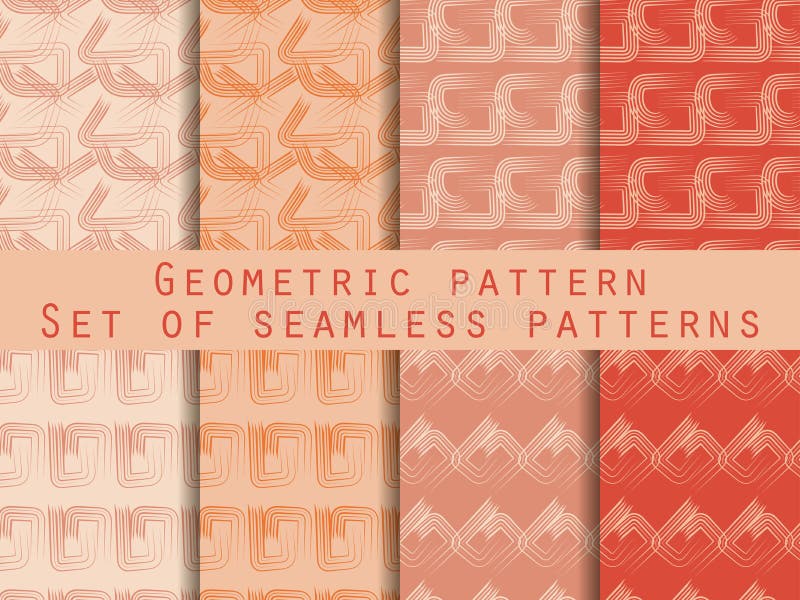 Set of Geometric Seamless Patterns. Peach Colour. Collection of Vector ...