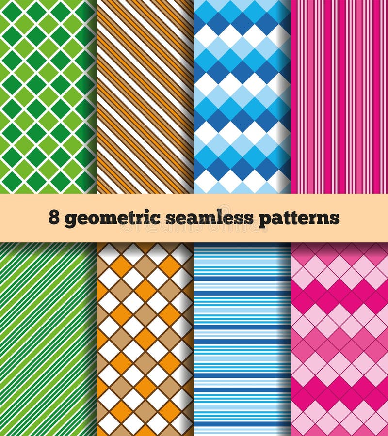 Set of Geometric Seamless Patterns Stock Vector - Illustration of model ...