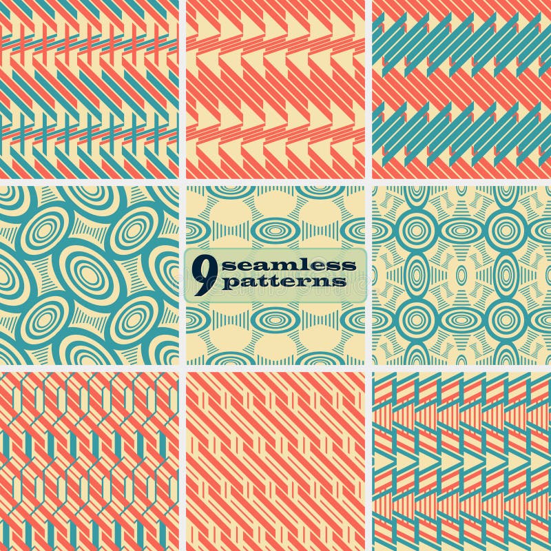 Set of Geometric Seamless Patterns in Vintage Colors Stock Vector ...