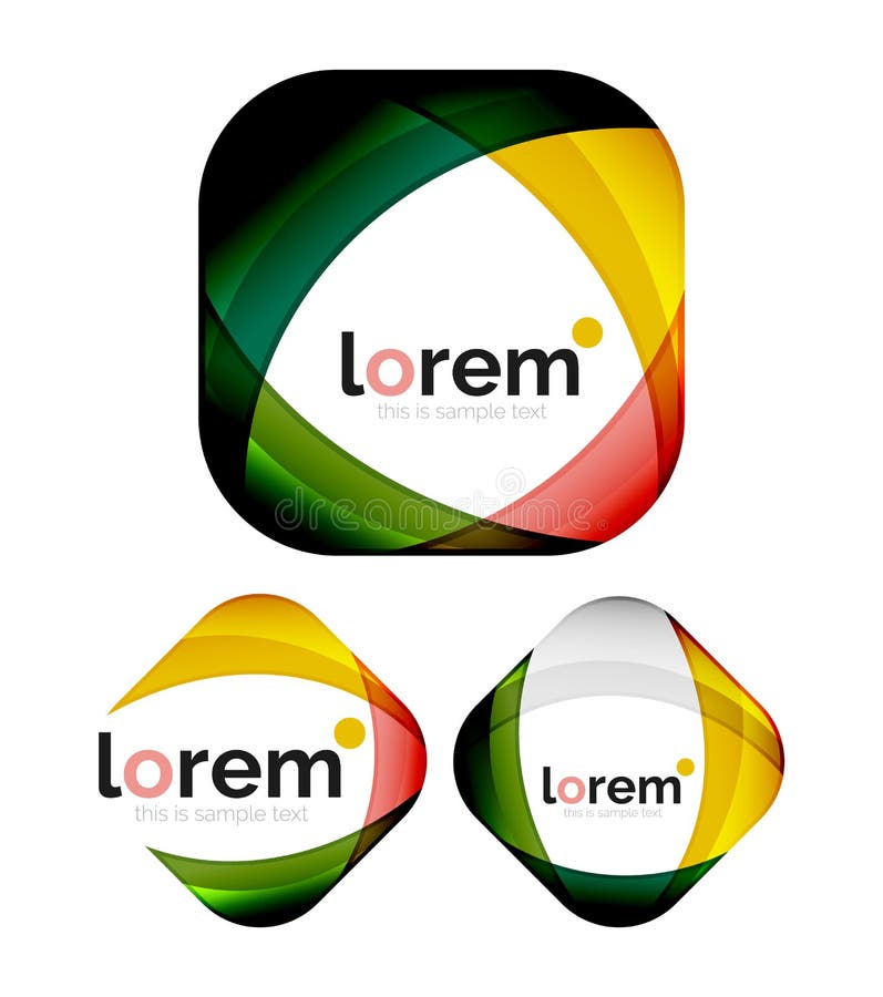 Set of Geometric Shape Convergence Logo Design Templates Stock Vector ...