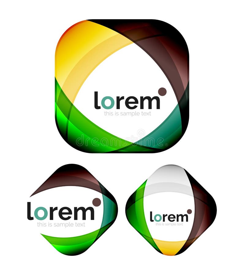 Set of Geometric Shape Convergence Logo Design Templates Stock Vector ...