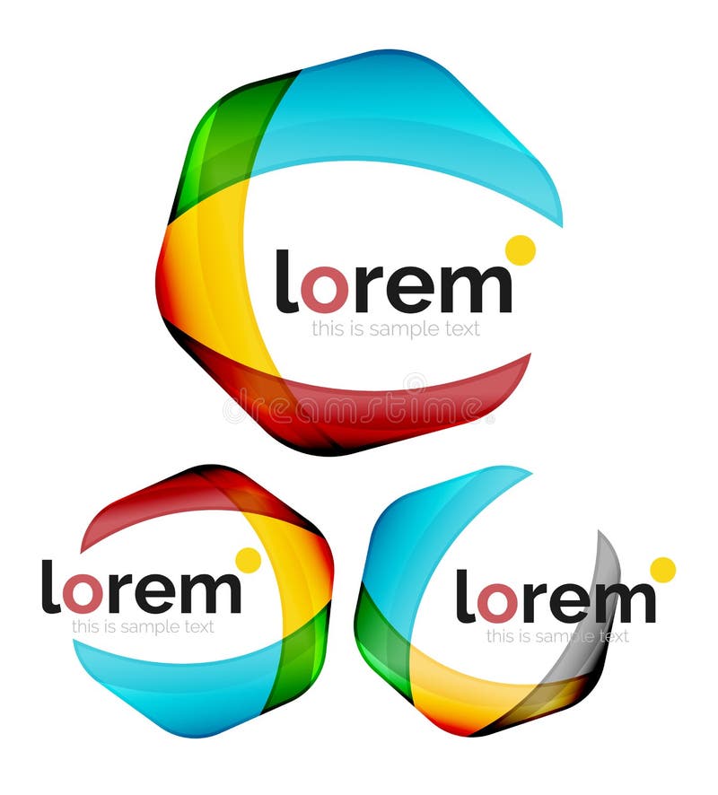 Set of Geometric Shape Convergence Logo Design Templates Stock Vector ...