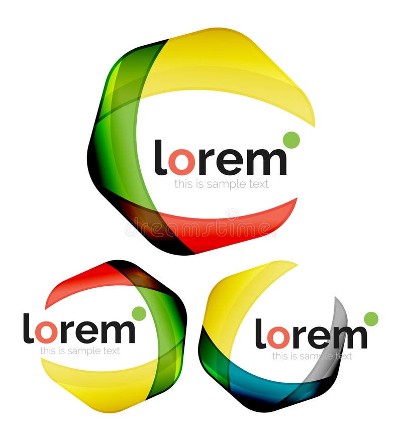 Set of Geometric Shape Convergence Logo Design Templates Stock Vector ...