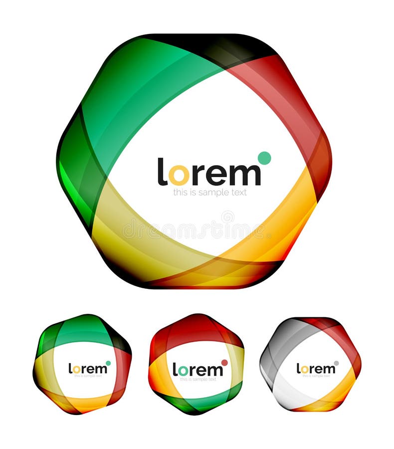 Set of Geometric Shape Convergence Logo Design Templates Stock Vector ...