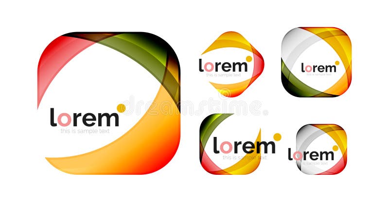 Set of Geometric Shape Convergence Logo Design Templates Stock Vector ...