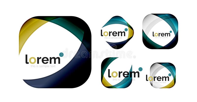 Set of Geometric Shape Convergence Logo Design Templates Stock Vector ...