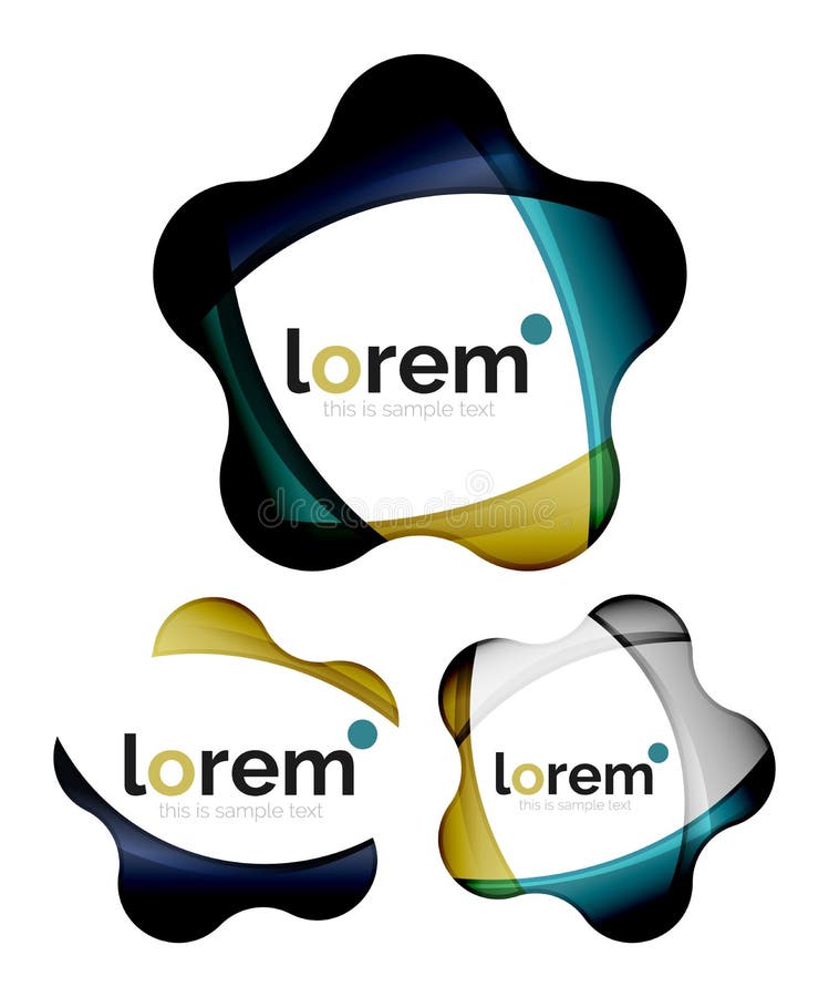 Set of Geometric Shape Convergence Logo Design Templates Stock Vector ...