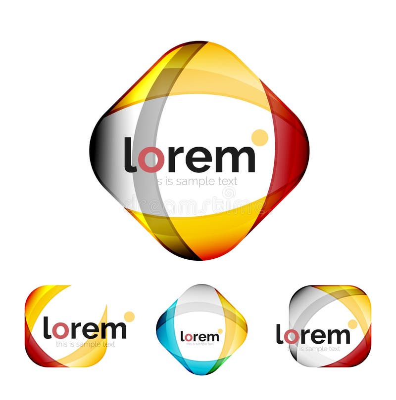 Set of Geometric Shape Convergence Logo Design Templates Stock Vector ...