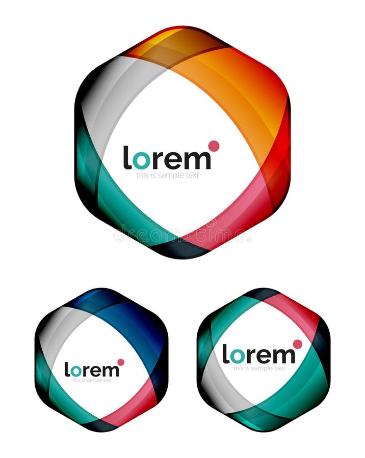 Set of Geometric Shape Convergence Logo Design Templates Stock Vector ...