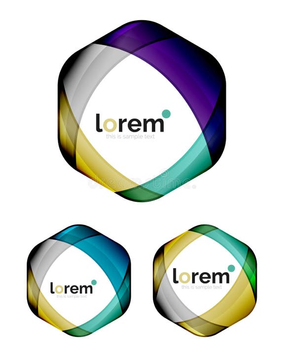 Set of Geometric Shape Convergence Logo Design Templates Stock Vector ...