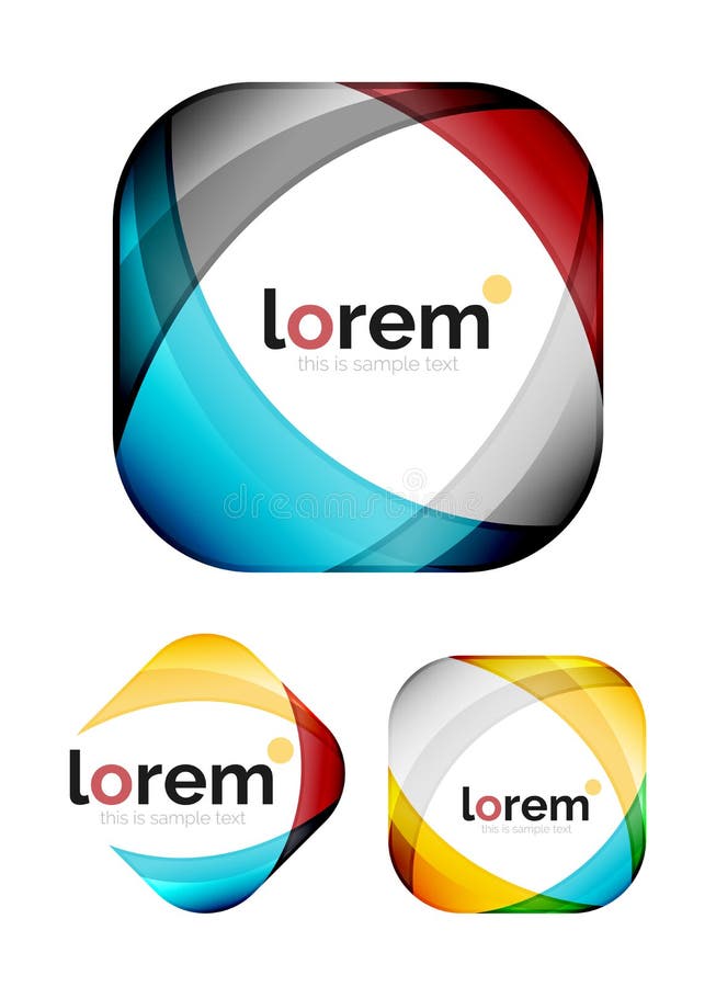 Set of Geometric Shape Convergence Logo Design Templates Stock Vector ...