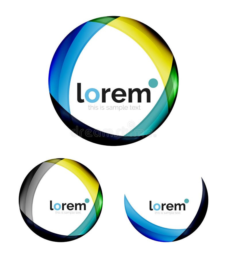 Set of Geometric Shape Convergence Logo Design Templates Stock Vector ...