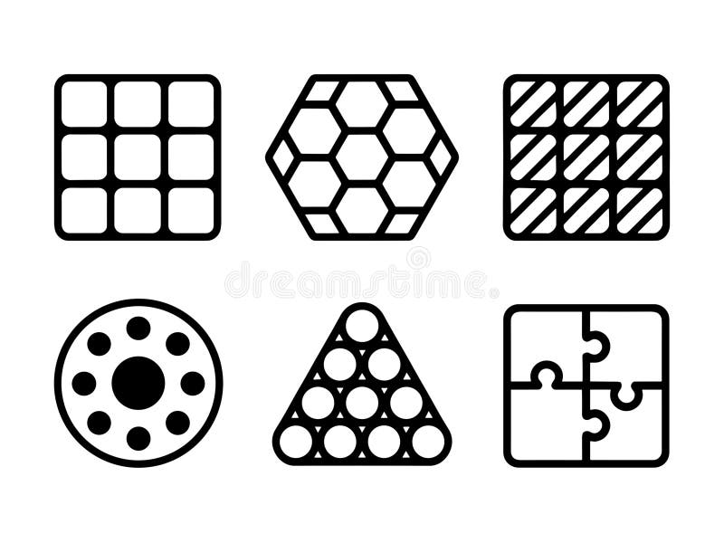 Set Geometric Shape Patterns Puzzle Billiard Grids Stock Vector ...