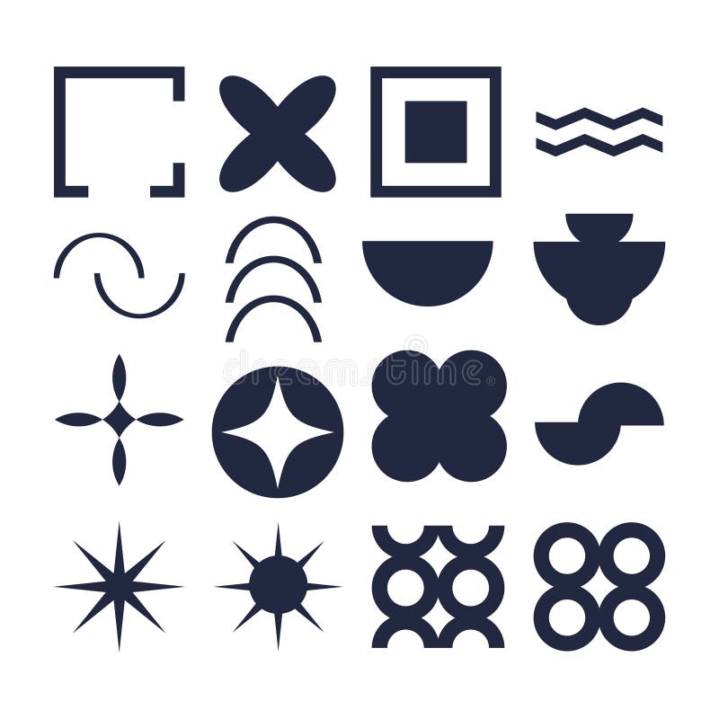 Set Geometric Shapes Contemporary Modern Trendy Elements Basic Forms ...