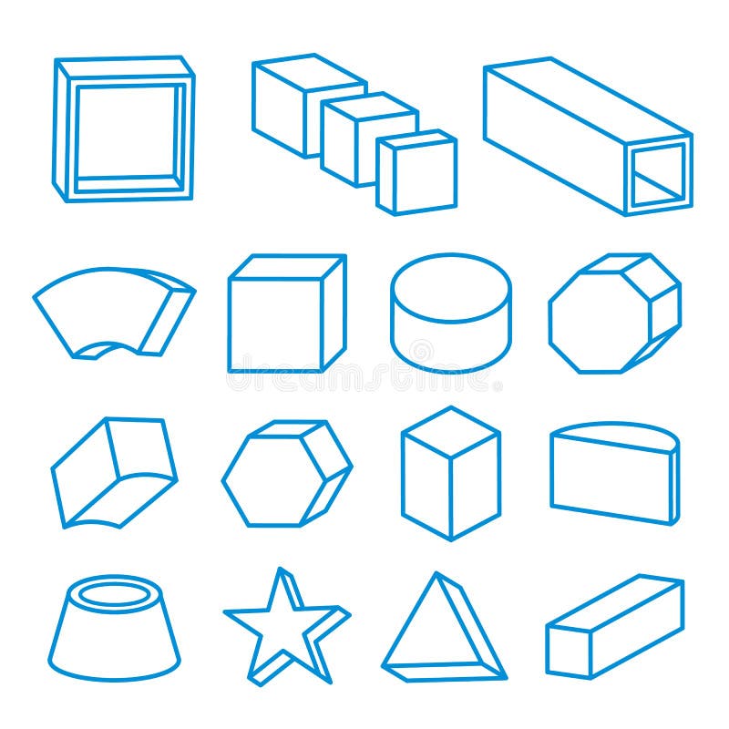 Set of Geometric Shapes, Platonic Solids, Vector Icon Line Illustration ...