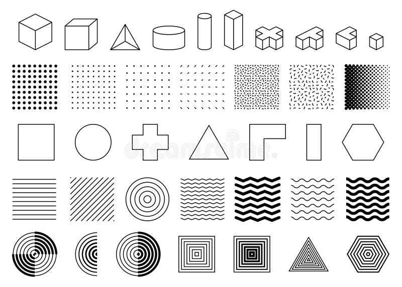 Set of Geometric Shapes and Textures. Abstract Background Design ...