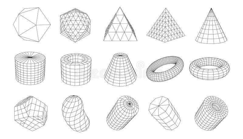 A Set of Geometric Shapes from a Wireframe. a Collection of ...