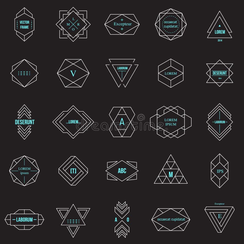 Set Geometric Signs, Labels, and Frames Stock Vector - Illustration of ...