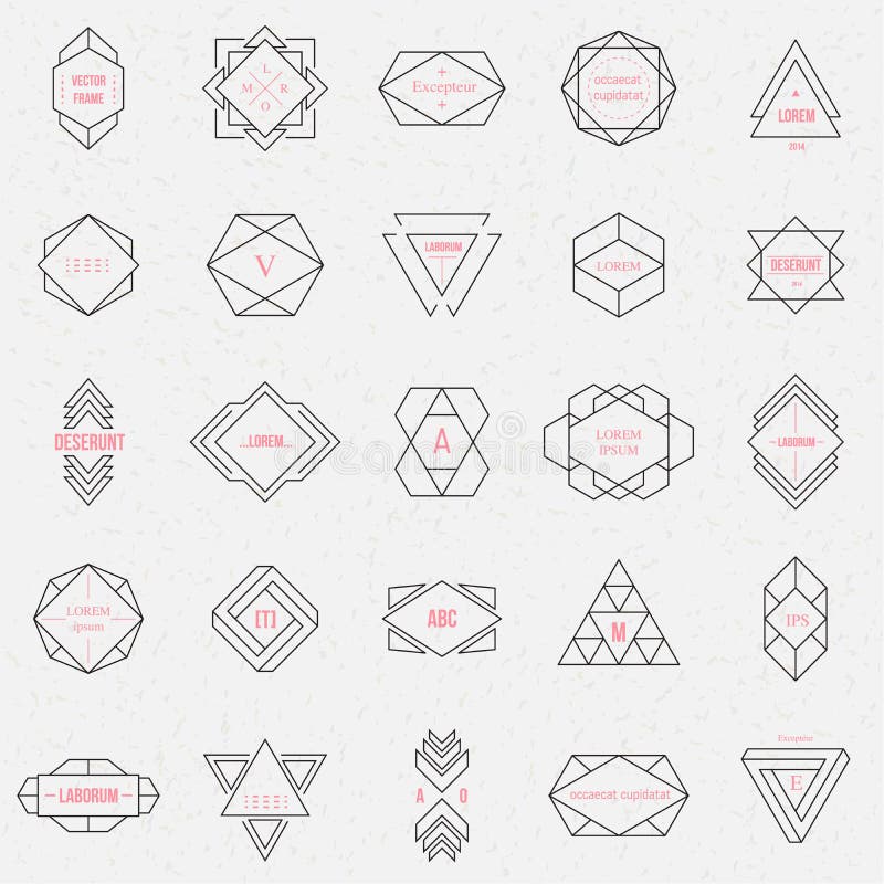 Set Geometric Signs, Labels, and Frames Stock Vector - Illustration of ...