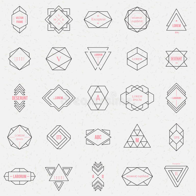 Set Geometric Signs, Labels, and Frames Stock Vector - Illustration of ...