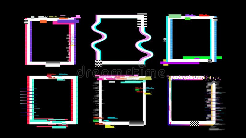 Vector Frames with Glitch Tv Distortion Effect and a Place for Text, Geometric Shapes Star ...