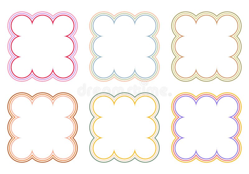 Set Geometric Squiggle Border or Frame with Lines Stock Illustration ...