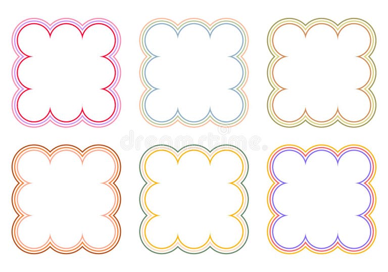 Set Geometric Squiggle Border or Frame with Lines Stock Illustration ...