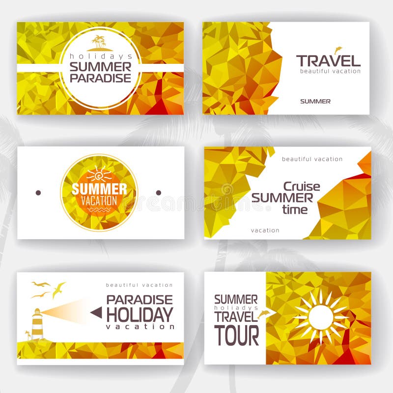 Set of Geometric Summer Visiting Card Stock Vector - Illustration of ...