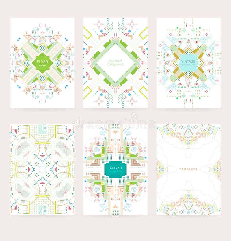 Set of Geometric Vintage Colorful Flyers Stock Vector - Illustration of ...