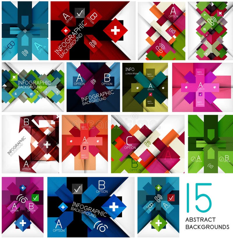 Set of Geometrical Cross Shape Backgrounds Stock Vector - Illustration ...