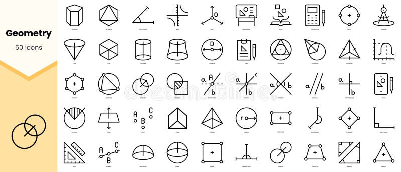 Set of Geometry Icons. Simple Line Art Style Icons Pack Stock Vector ...