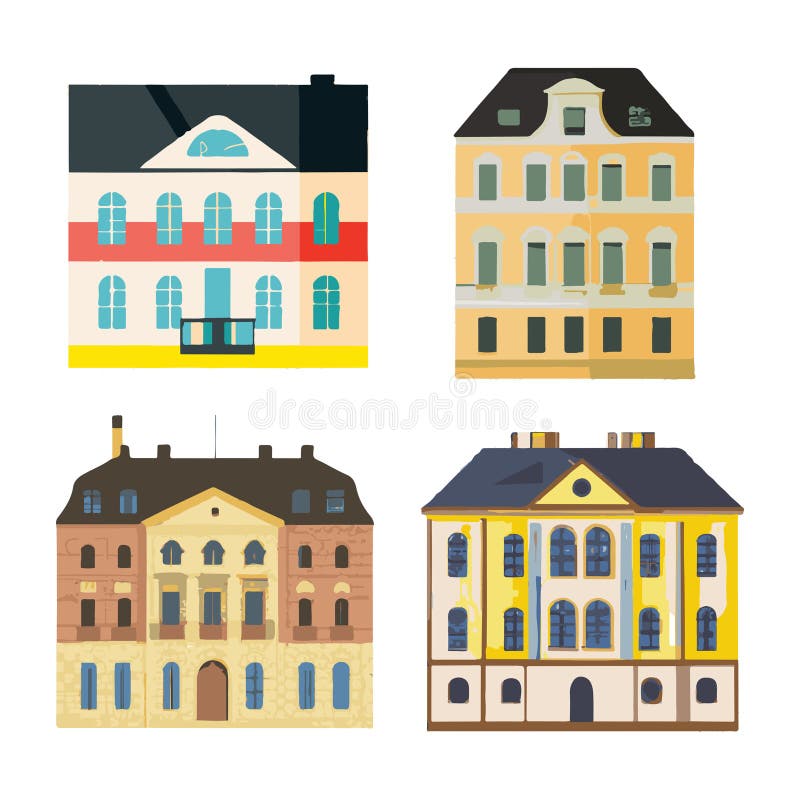 Set of German Berlin House Vector Icons Stock Vector - Illustration of ...