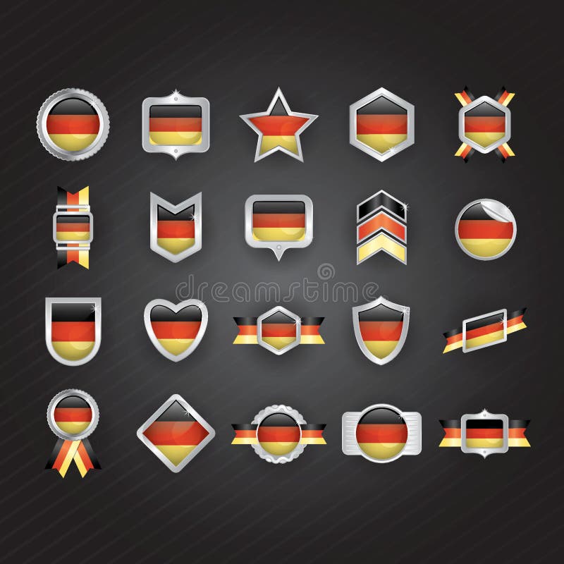 Set Germany Flag Button and Sticker Icons. Vector Illustration ...