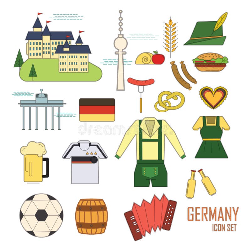 Set of germany icons stock vector. Illustration of castle - 182812333