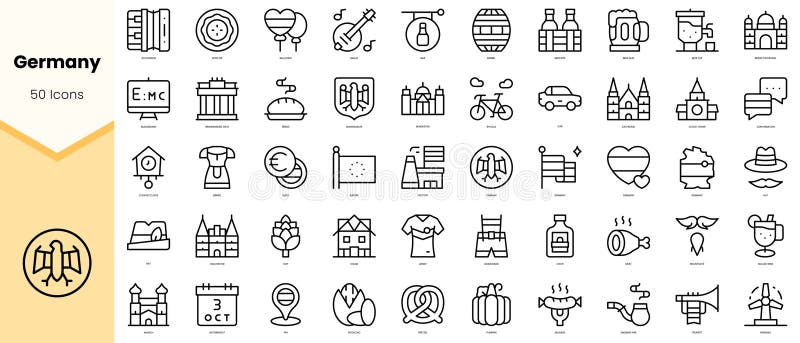 Set of Germany Icons. Simple Line Art Style Icons Pack Stock Vector ...