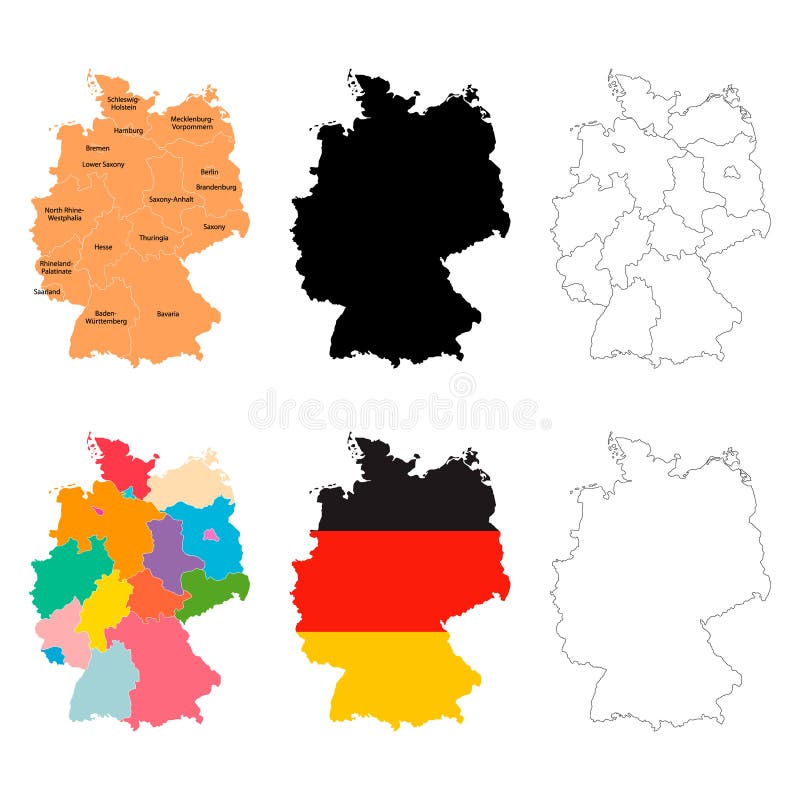 Set of Germany Map Icon, Geography Blank Concept, Isolated Graphic ...
