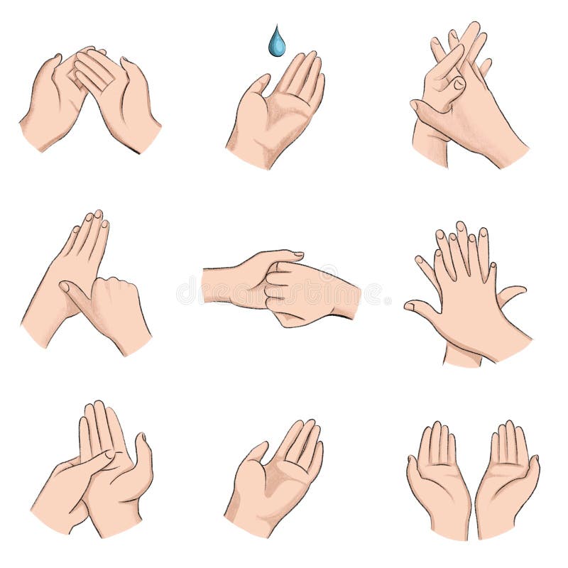 A Set of Gestures. Instructions for Hand Washing Stock Illustration ...