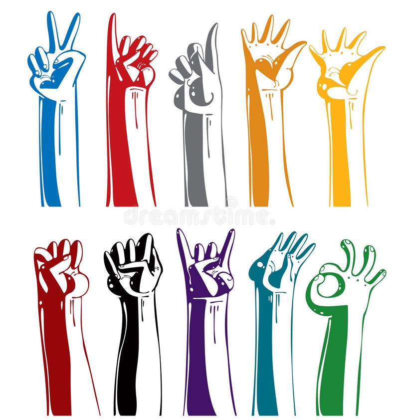 Set of gesturing hands. stock vector. Illustration of attention - 18087542