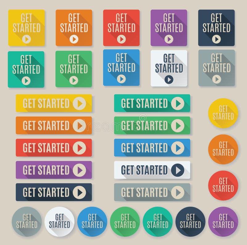 Set of Get Started Call To Action Web Buttons Stock Vector ...