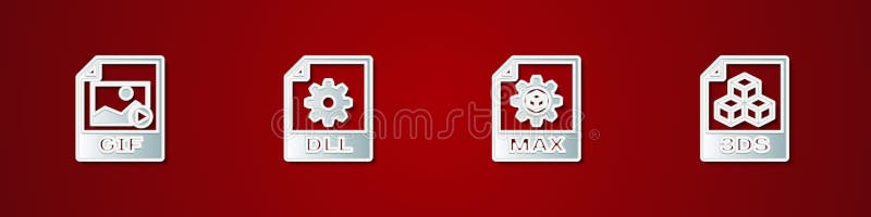Set GIF File Document, DLL, MAX and 3DS Icon. Vector Stock Vector ...