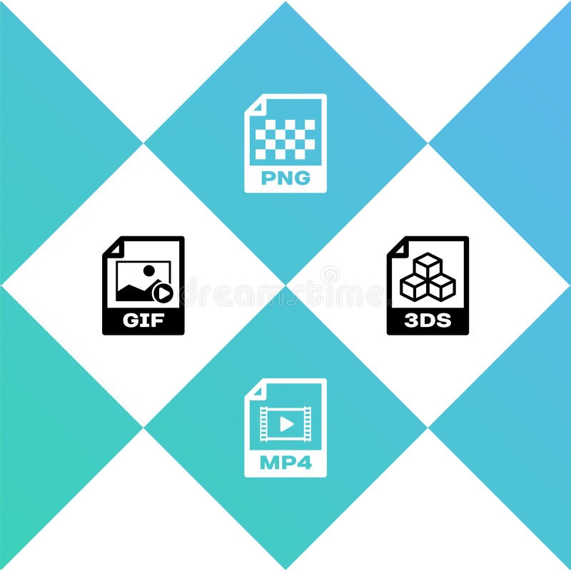 Set GIF File Document, MP4, PNG and 3DS Icon. Vector Stock Vector ... Set GIF File Document, MP4, PNG and 3DS Icon. Vector Stock Vector ...