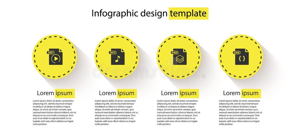Set GIF File Document, MP3, PSD and CSS. Business Infographic Template ...